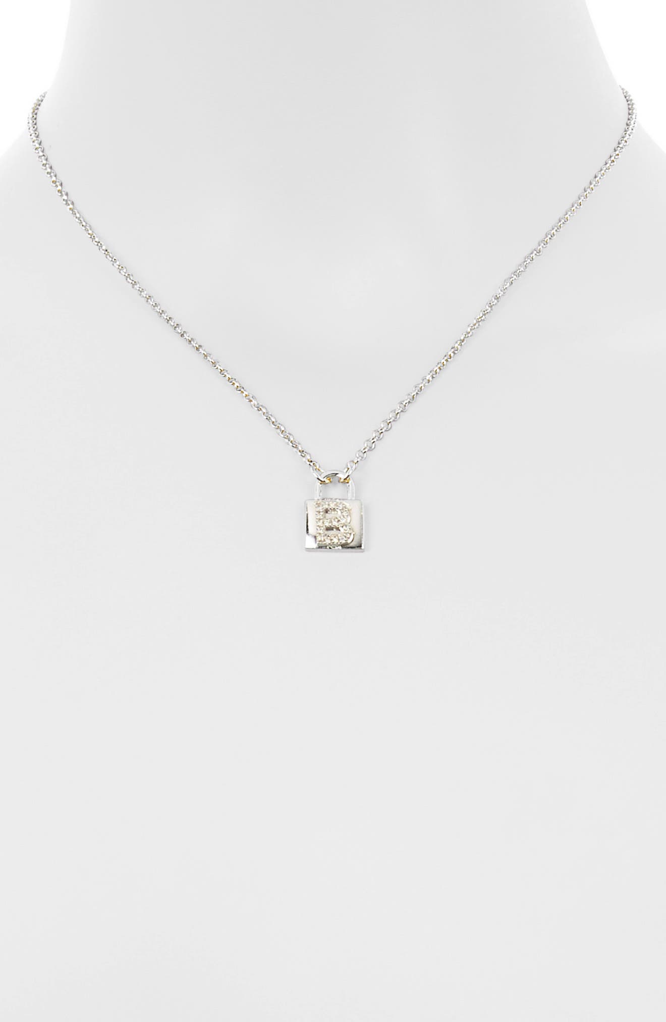 MESHMERISE Diamond Padlock Initial Pendant Necklace - 0.12ct ...
