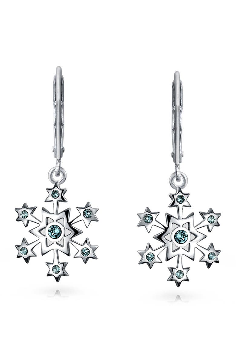 BLING JEWELRY Sterling Silver Blue CZ Snow Earrings | Nordstromrack