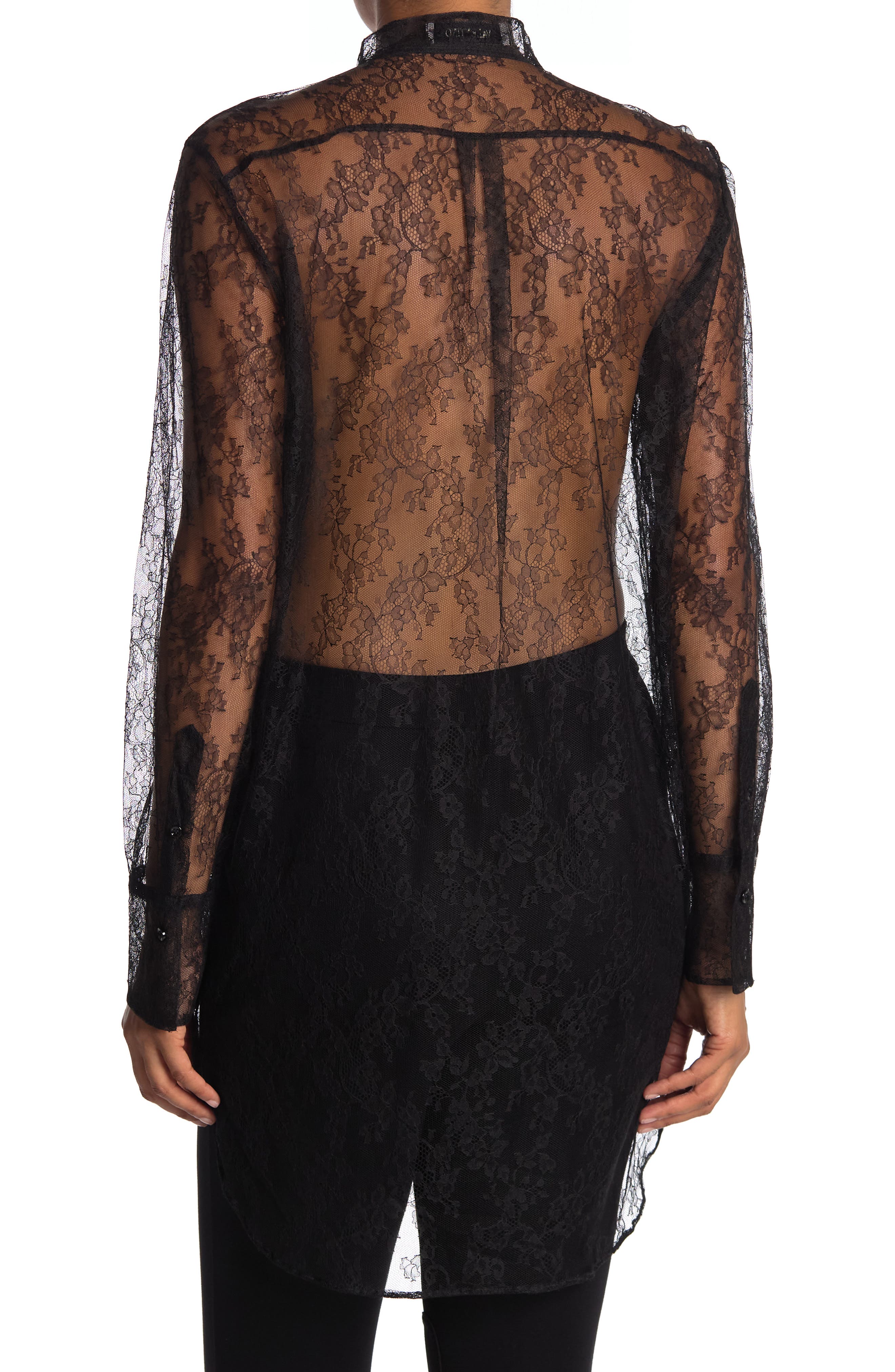 Valentino Sheer Long Sleeve Silk Lace Tunic | Nordstromrack