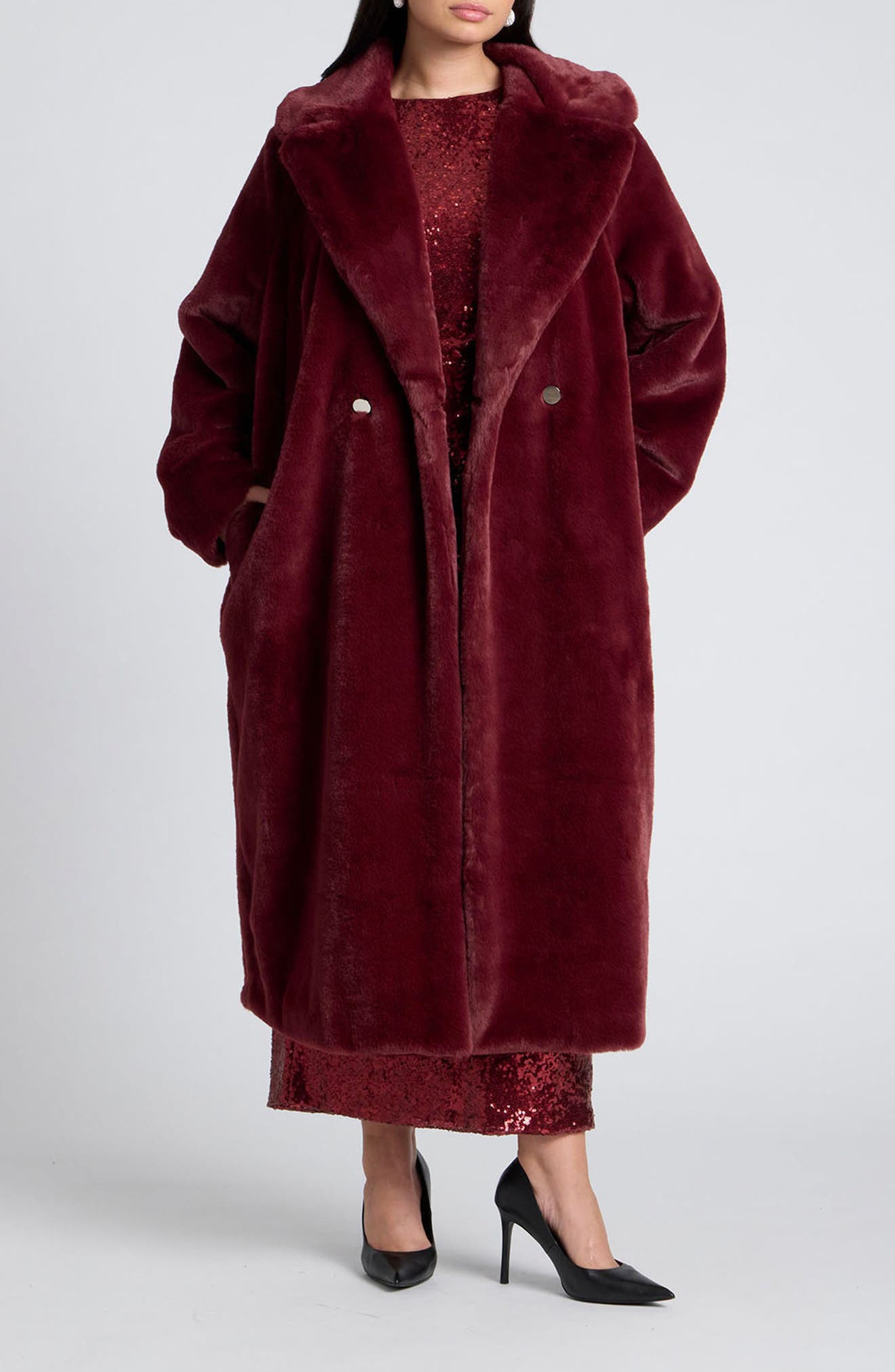 ELOQUII Faux Fur Long Coat | Nordstromrack