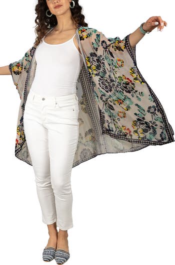 SAACHI Velvet Floral Ruana | Nordstromrack
