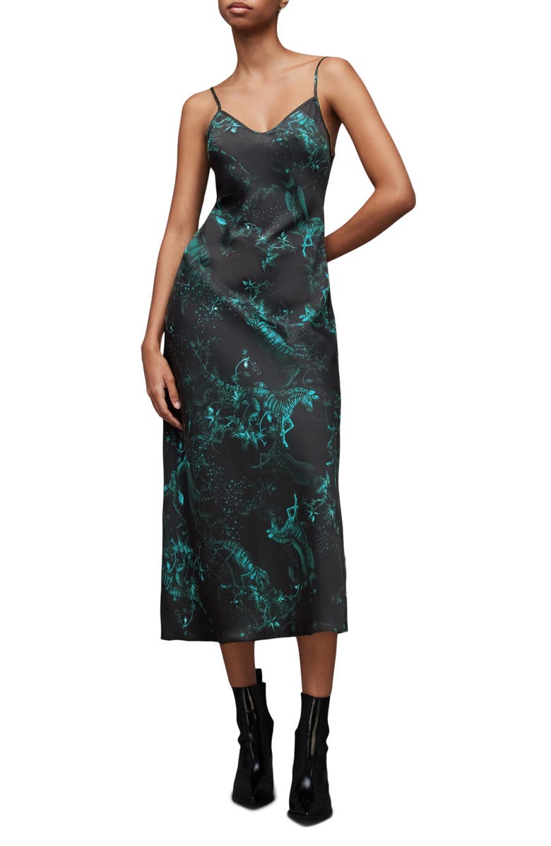 AllSaints Bryony Cosmic Print Midi Slipdress | Nordstromrack