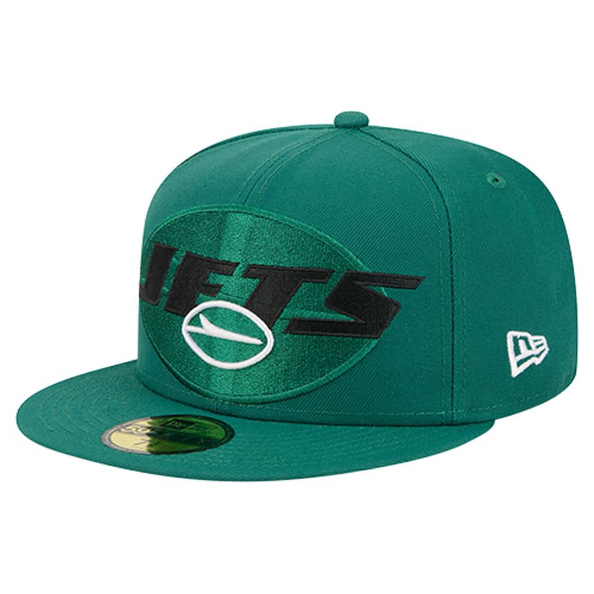 Men's New Era Green New York Jets Overlap Wordmark 59FIFTY Fitted Hat ...