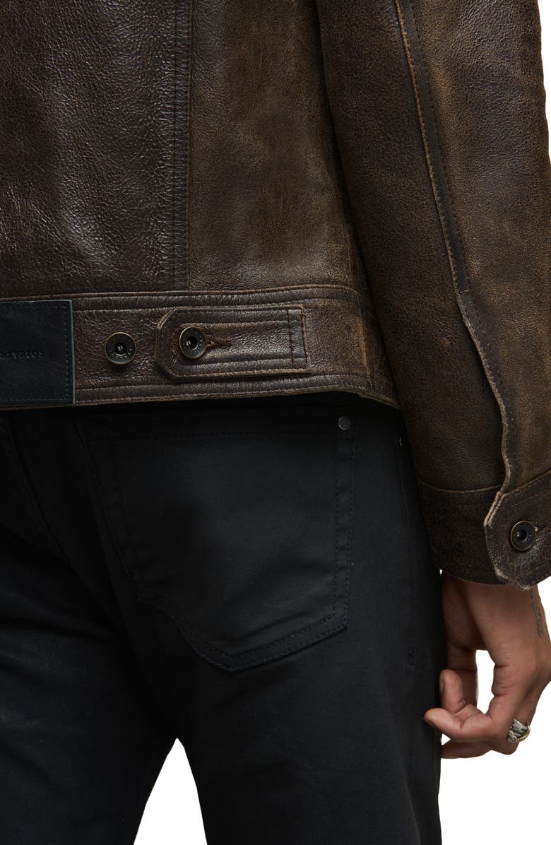 John Varvatos Saul Leather Trucker Jacket | Nordstromrack