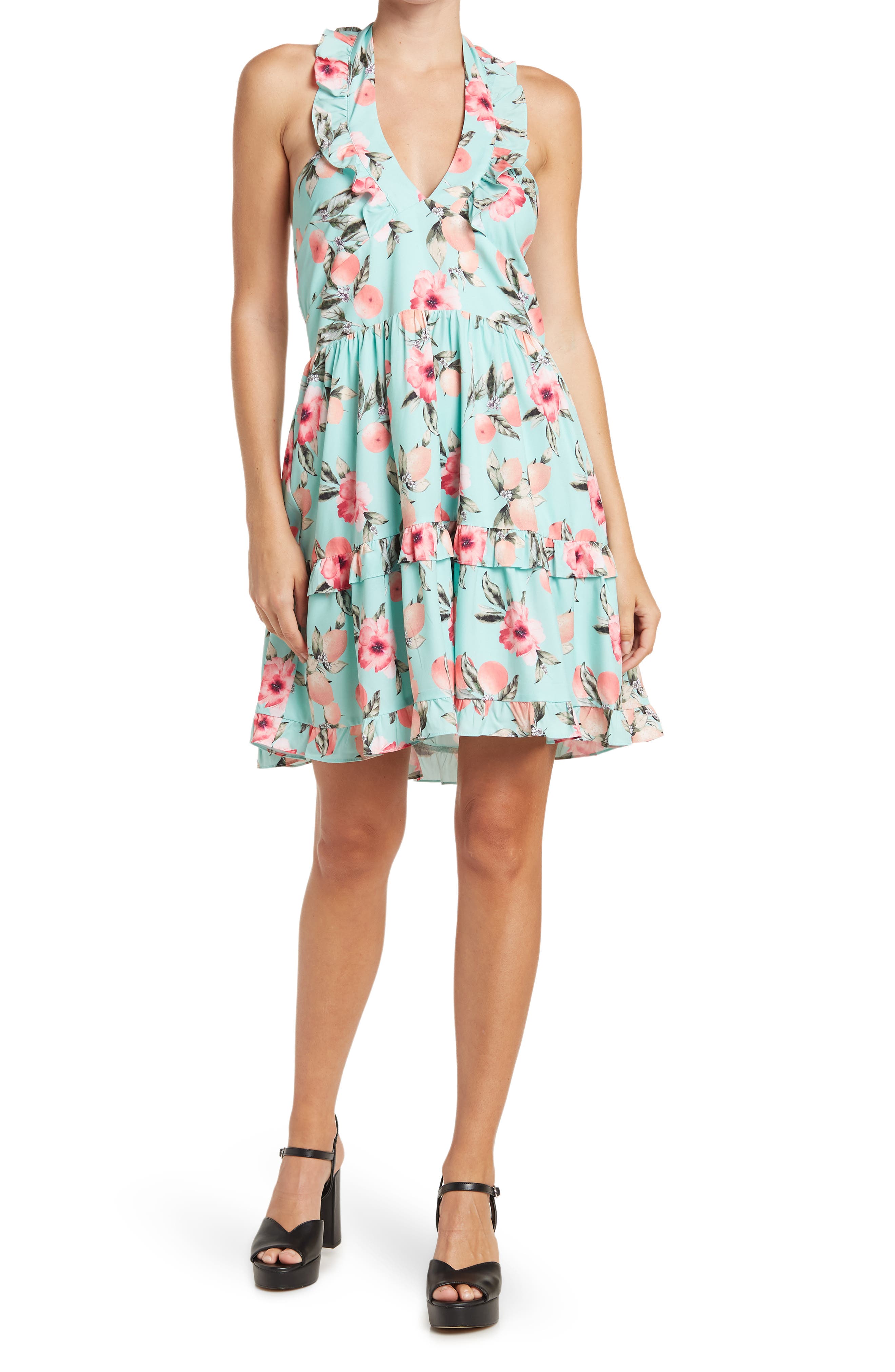NSR Ruffle Printed Mini Dress | Nordstromrack