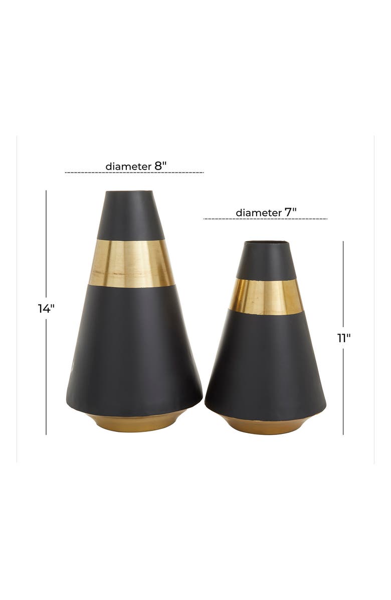 VIVIAN LUNE HOME Black Metal Vase with Gold Band - Set of 2 | Nordstromrack