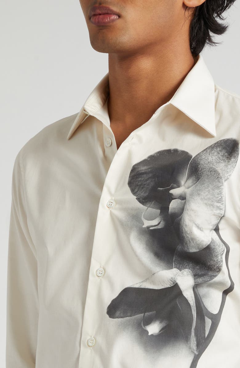 McQueen Classic Shop Orchid Print Cotton Button-Up Shirt | Nordstrom