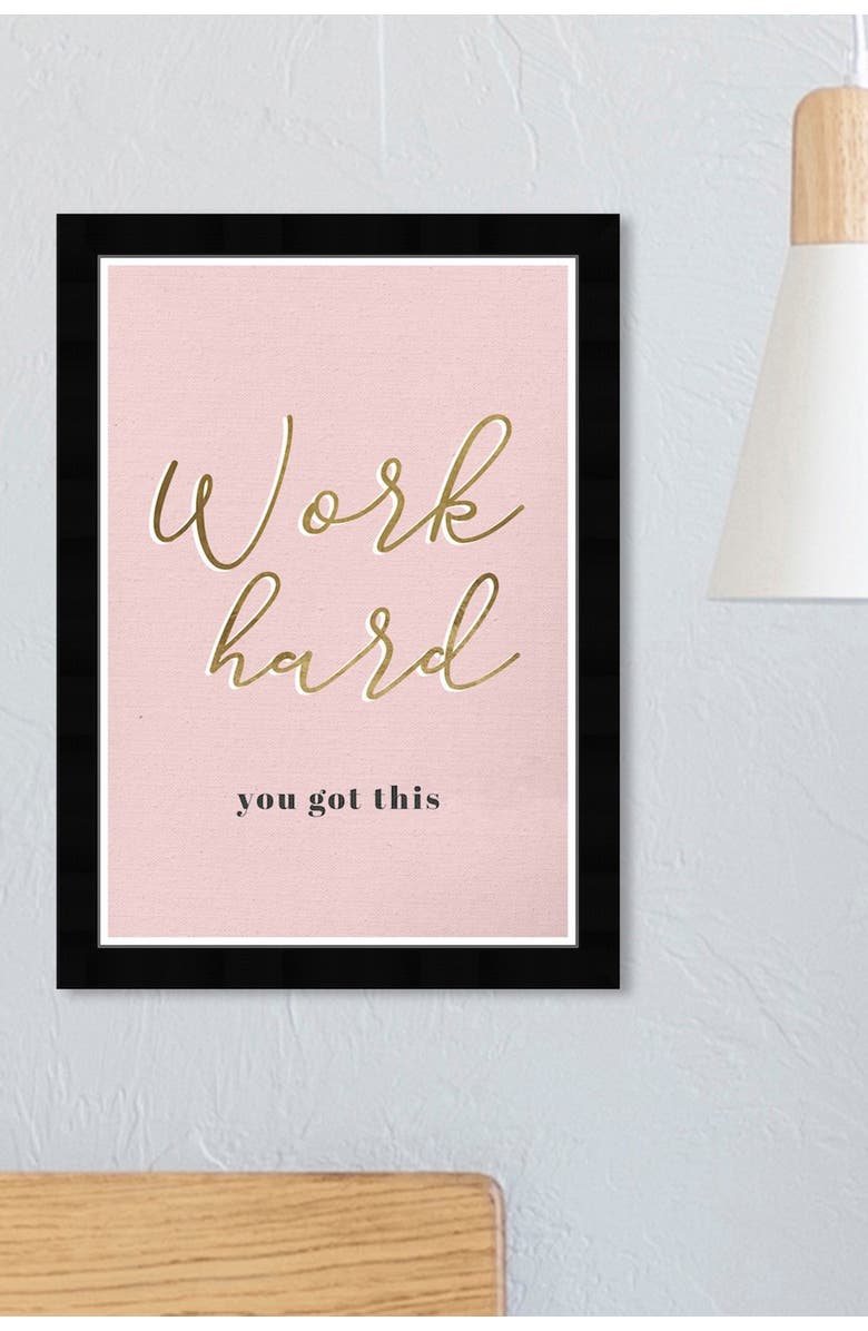 Wynwood Studio WYNWOOD Work Hard Blush Pink Framed Wall Art | Nordstromrack