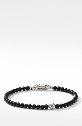 David Yurman Men s Spiritual Beads Evil Eye Bracelet with Sapphire Black Onyx Size Medium