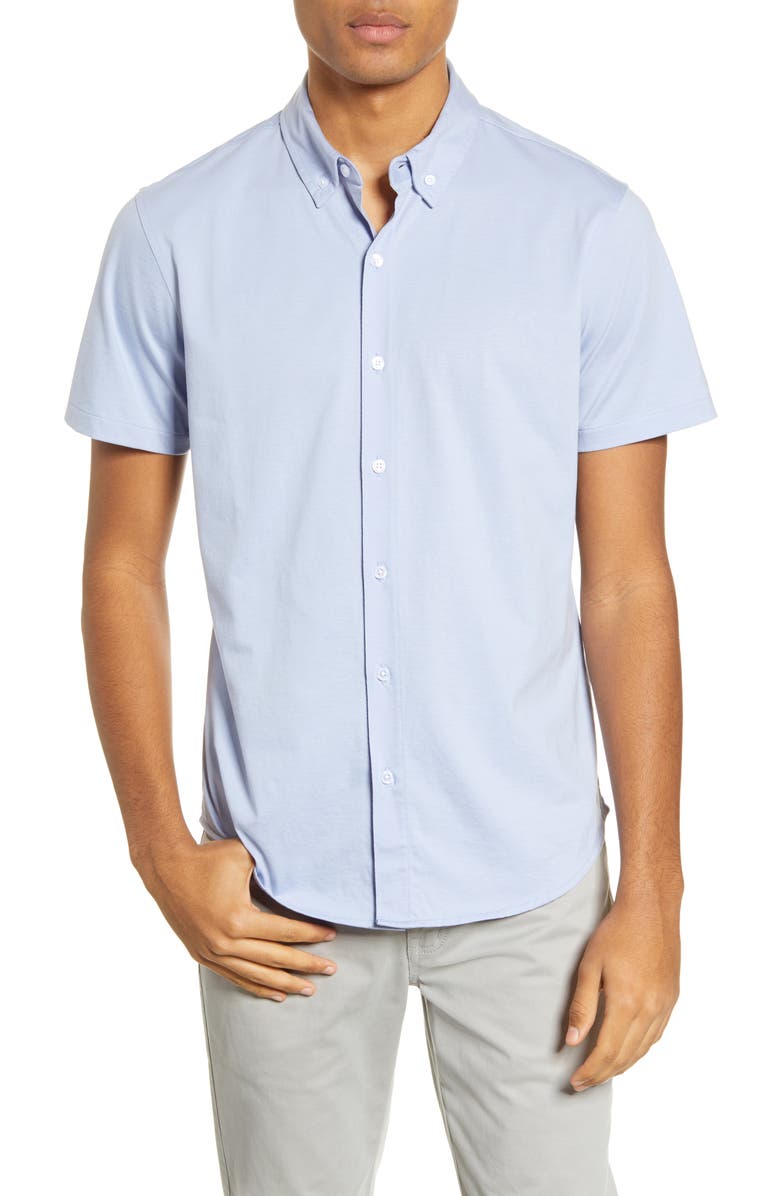 Bonobos Slim Fit Blue Short Sleeve Button-Down Knit Shirt | Nordstrom