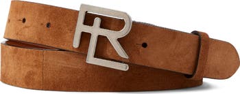 Ralph Lauren Purple Label RL Buckle Calf Suede Belt | Nordstrom