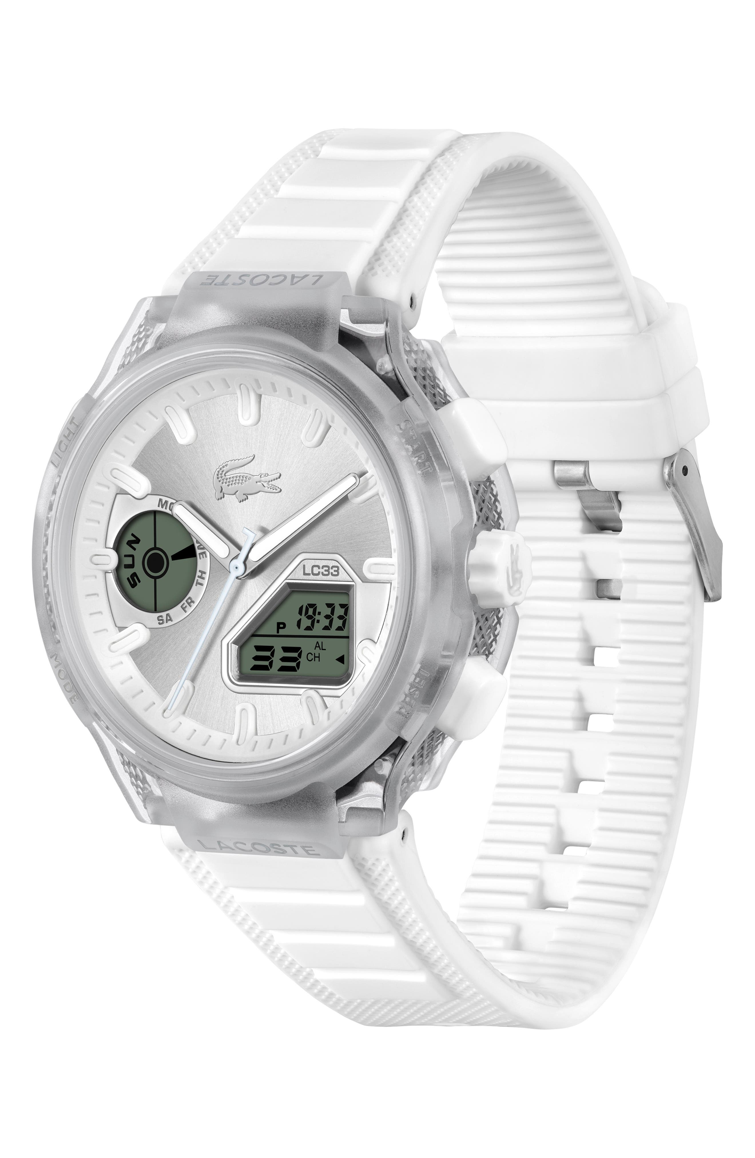 Lacoste LC33 Ana-Digi Silicone Strap Watch, 45mm | Nordstrom