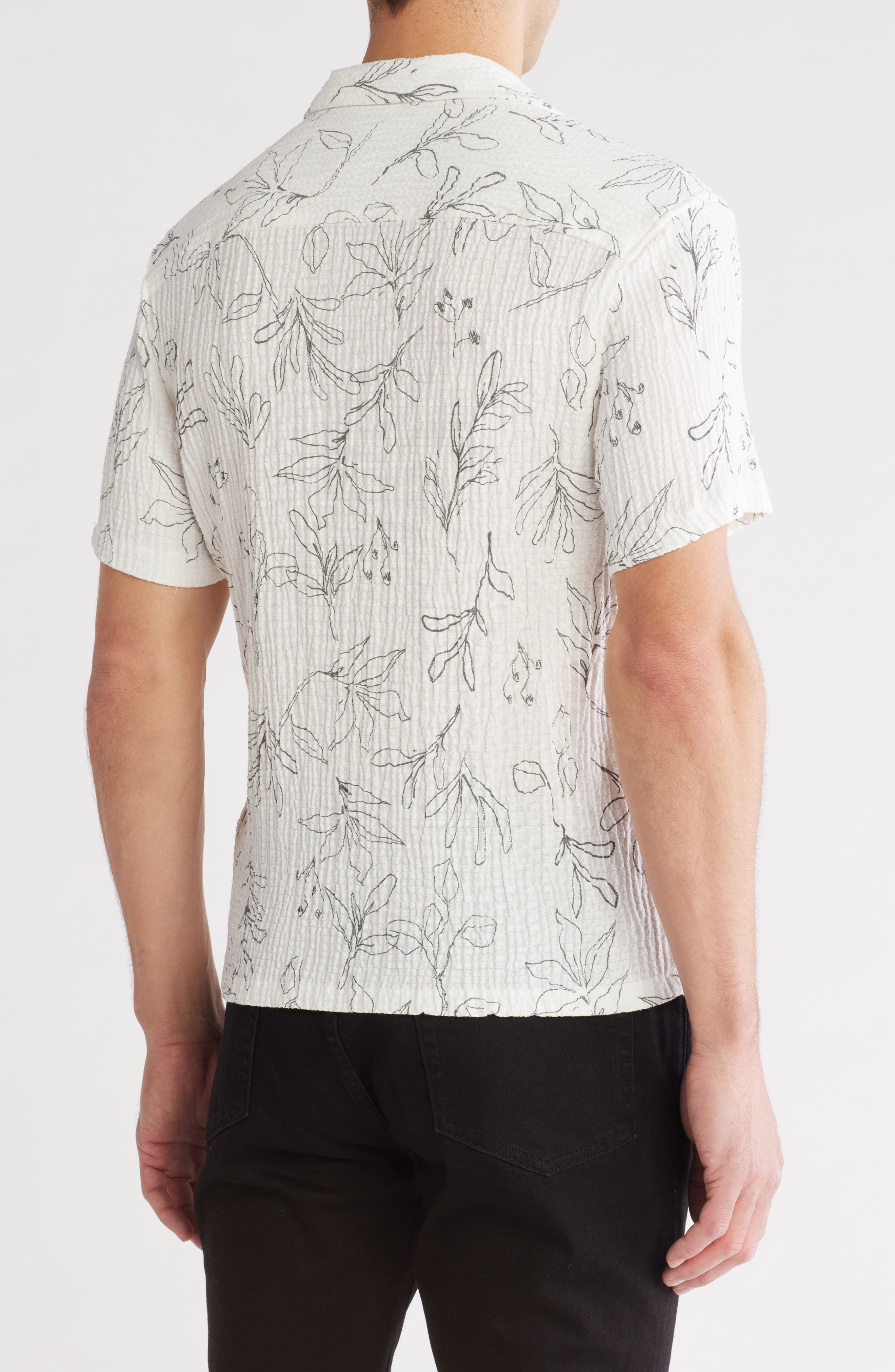 DENIM AND FLOWER Textured Gauze Short Sleeve Shirt | Nordstromrack