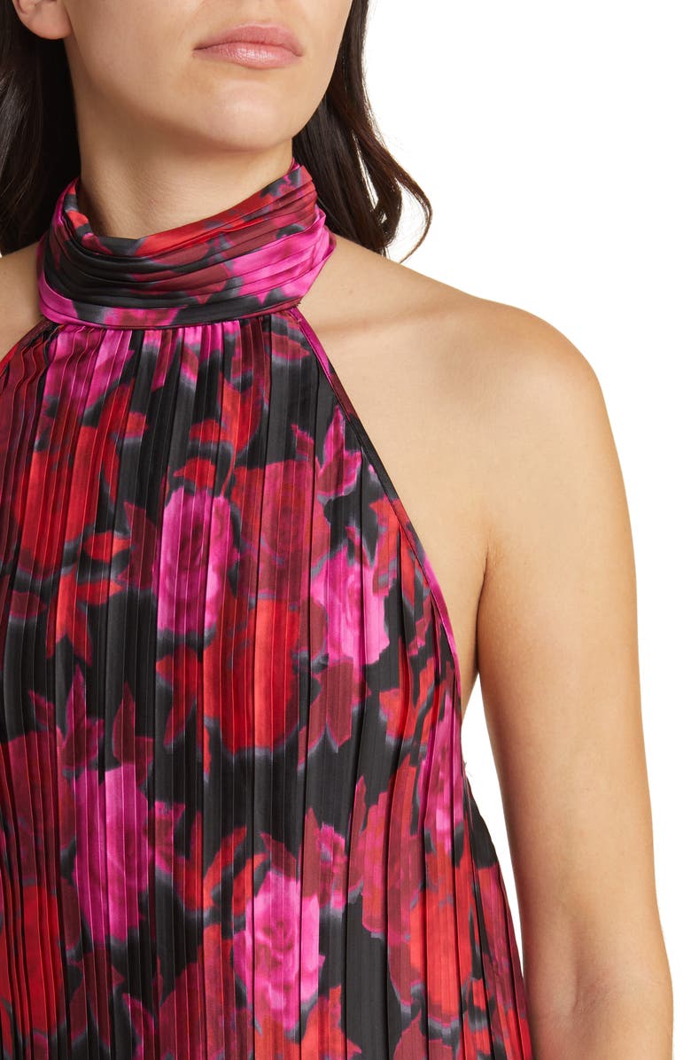 Charles Henry Floral Pleated Halter Neck Minidress | Nordstromrack