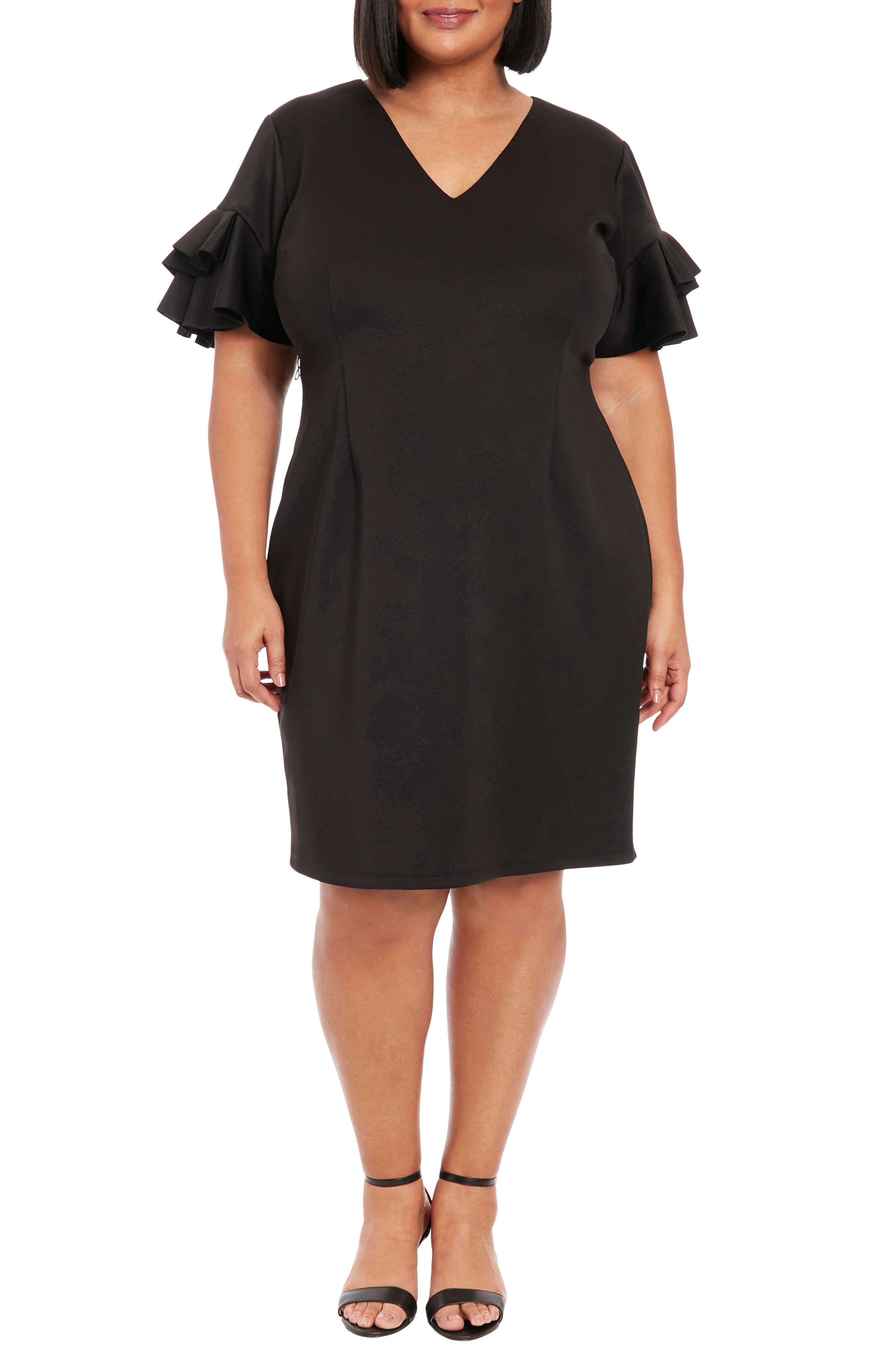 London Times Ruffle Sleeve Scuba Sheath Dress | Nordstromrack