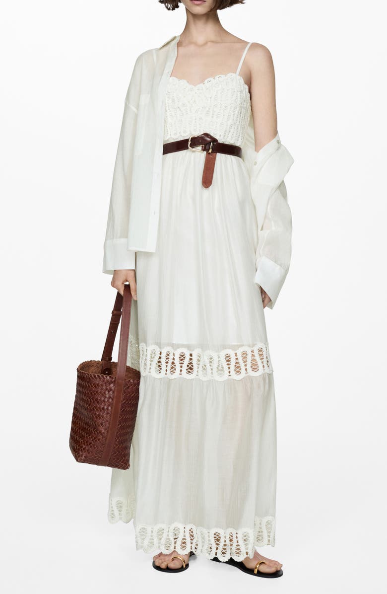 MANGO Embroidered Lace Inset Maxi Dress | Nordstrom