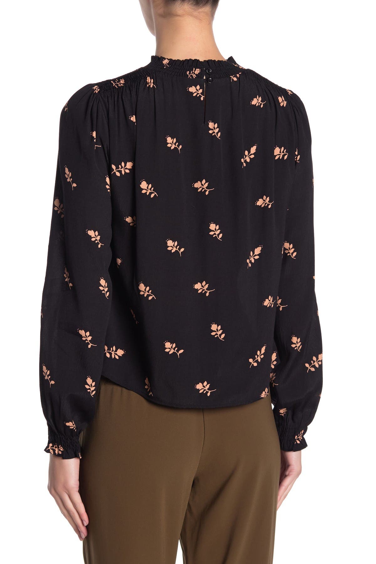 Elodie Smocked Print Mock Neck Blouse | Nordstromrack
