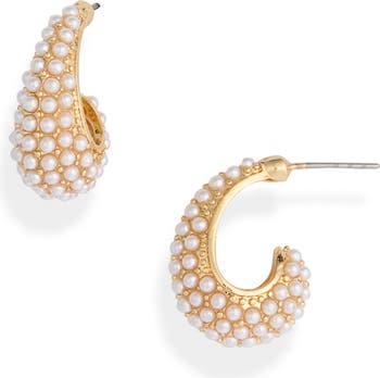 NORDSTROM RACK Micro Faux Pearl Hoop Earrings | Nordstromrack