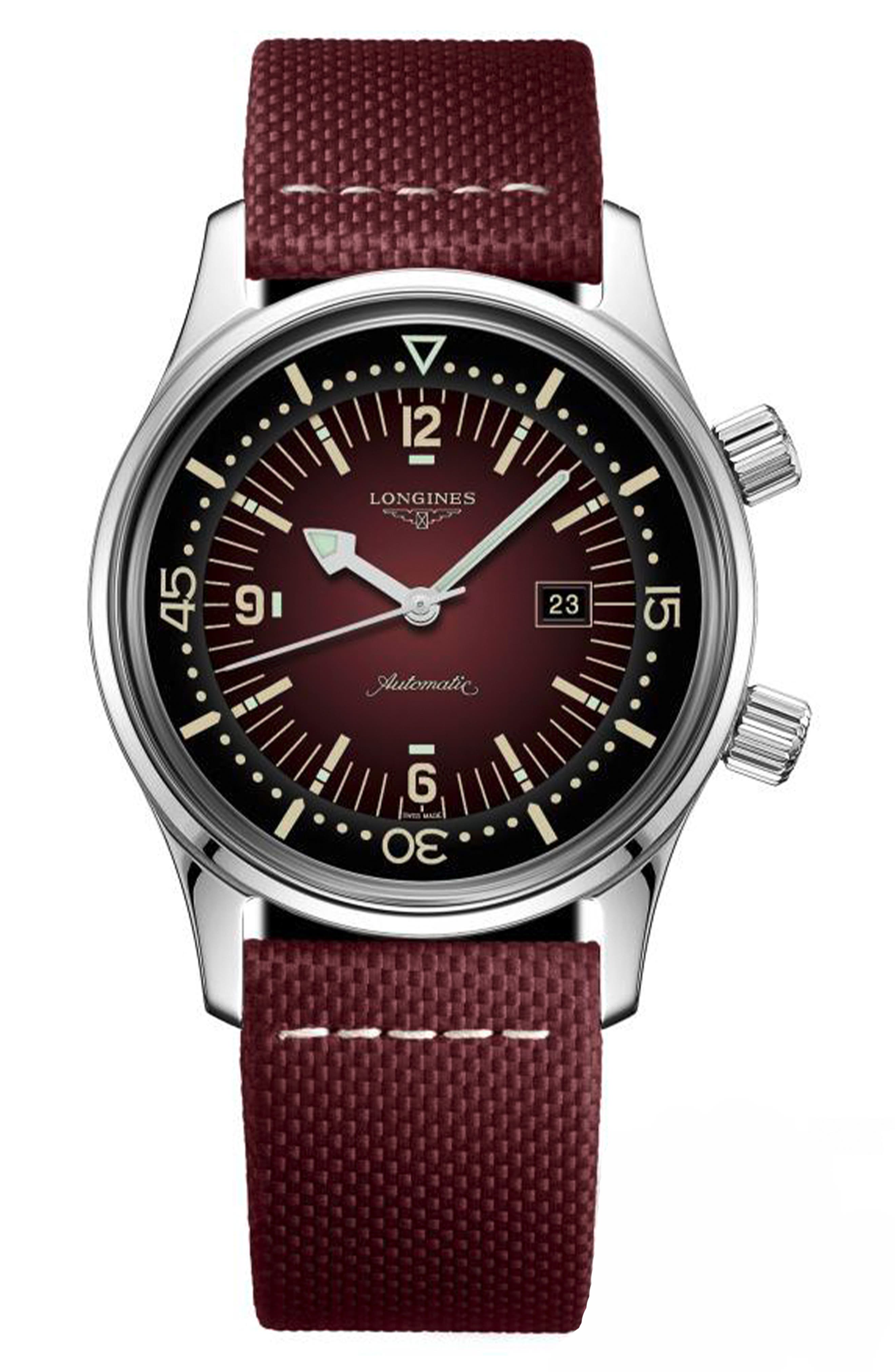 Longines Legend Diver Automatic Strap Watch, 36mm | Nordstrom