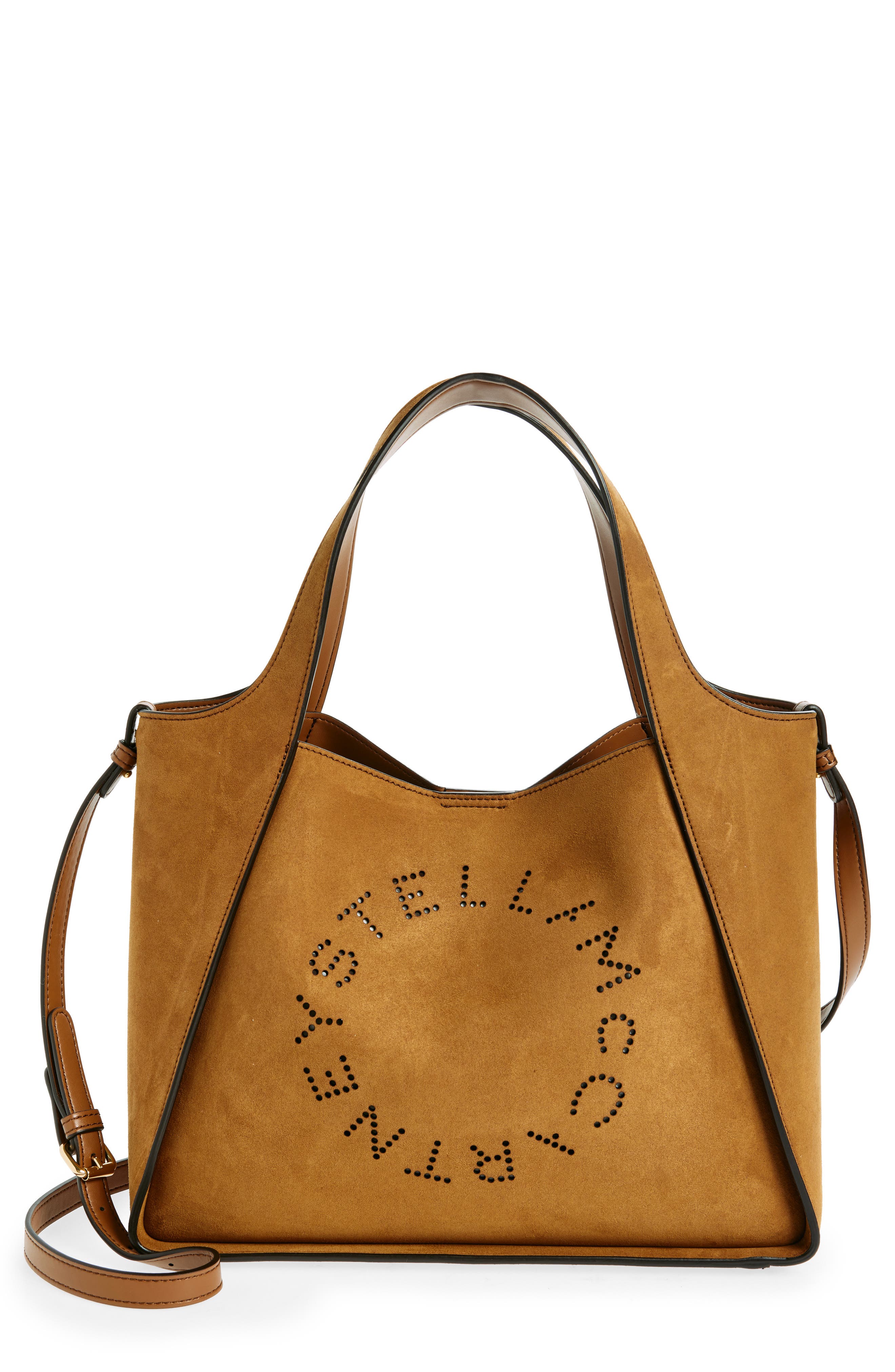 Stella McCartney Perforated Faux Suede Logo Tote | Nordstrom