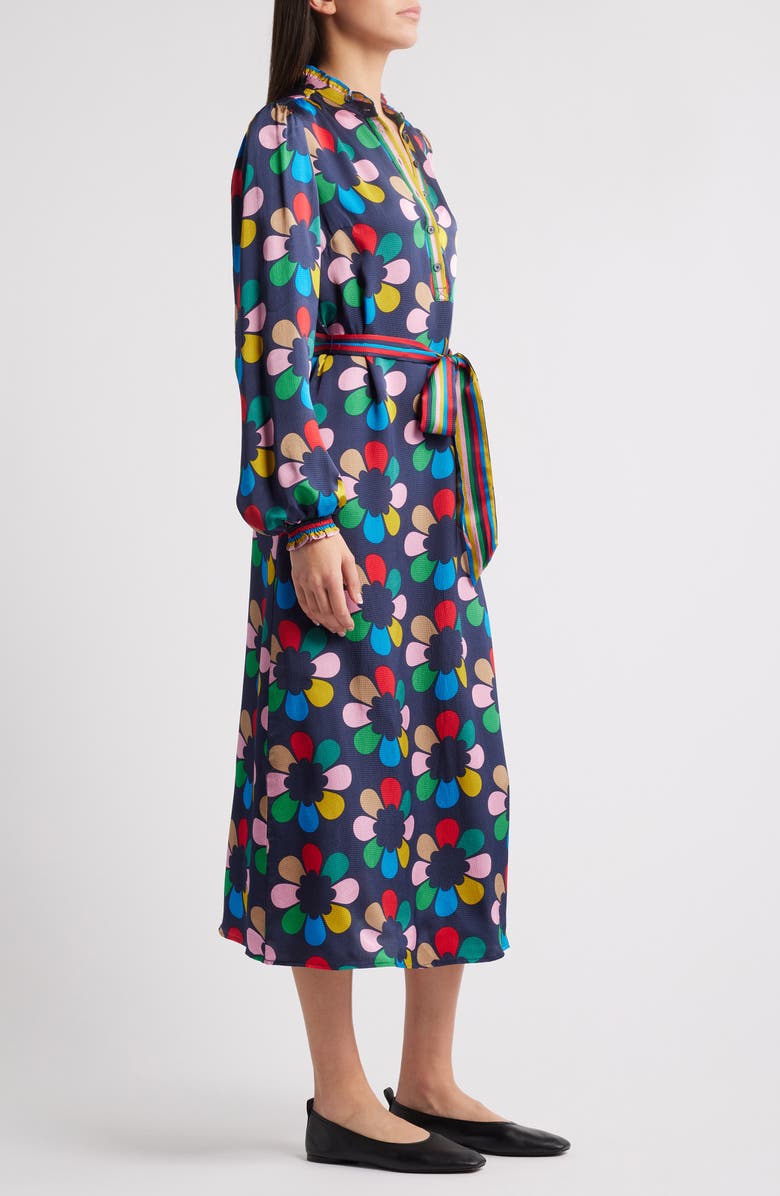 Boden Jasmine Tie Belt Long Sleeve Satin Midi Shirtdress | Nordstromrack