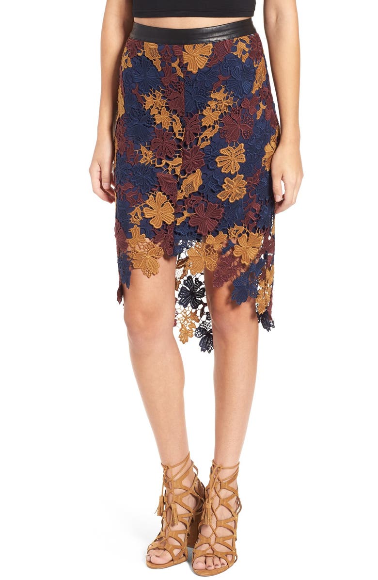 ASTR the Label ASTR 'Betty' Floral Lace High/Low Skirt | Nordstrom