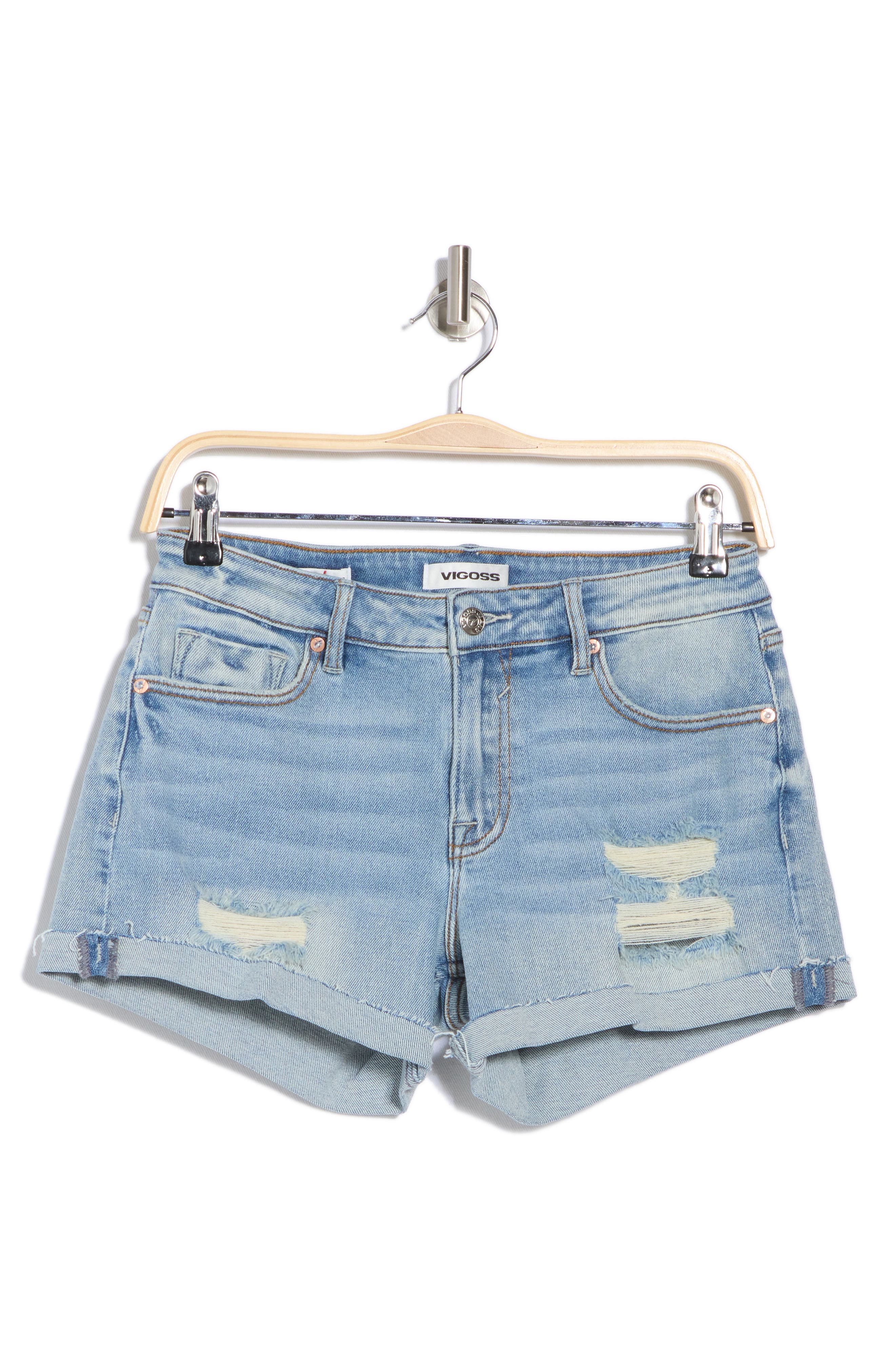 Vigoss Marley Cuffed Ripped Mid Rise Denim Shorts | Nordstromrack