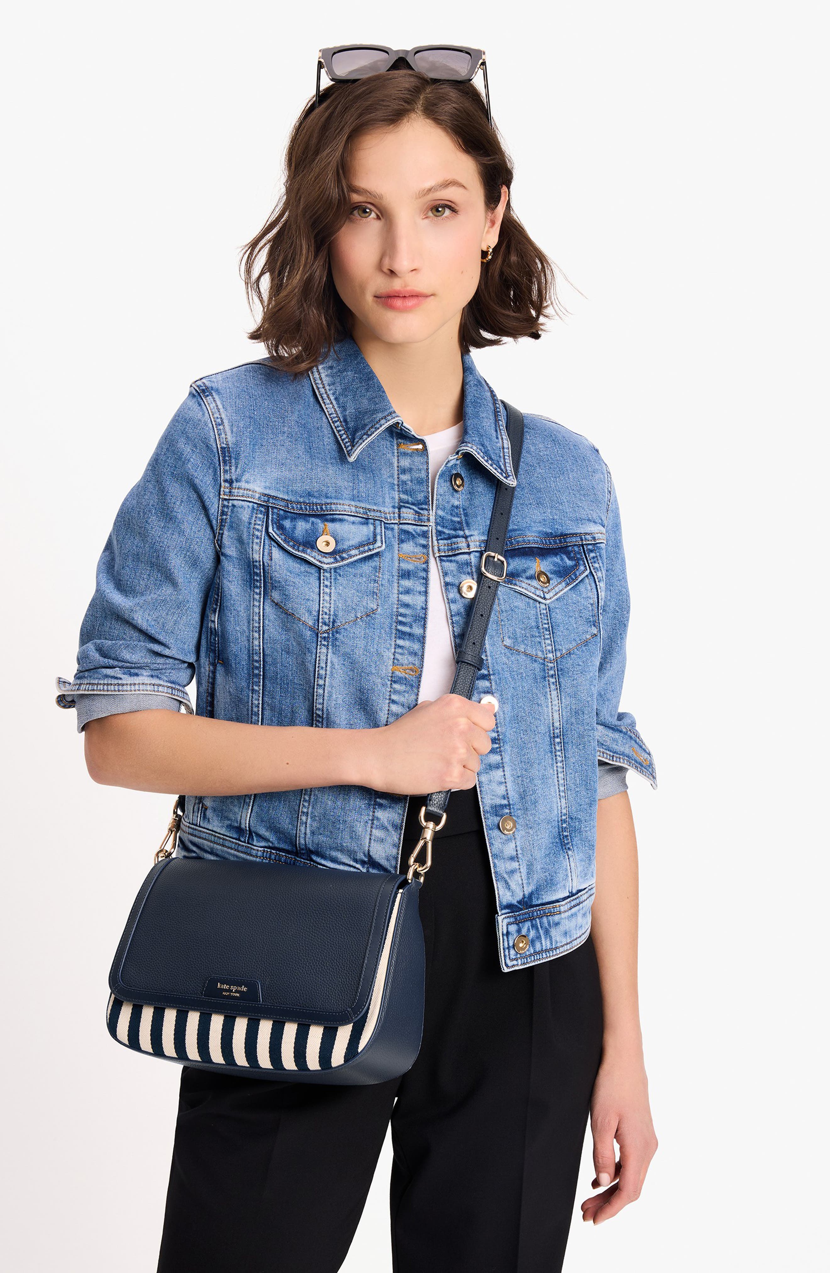 Kate Spade New York hudson stripe canvas & leather shoulder bag ...
