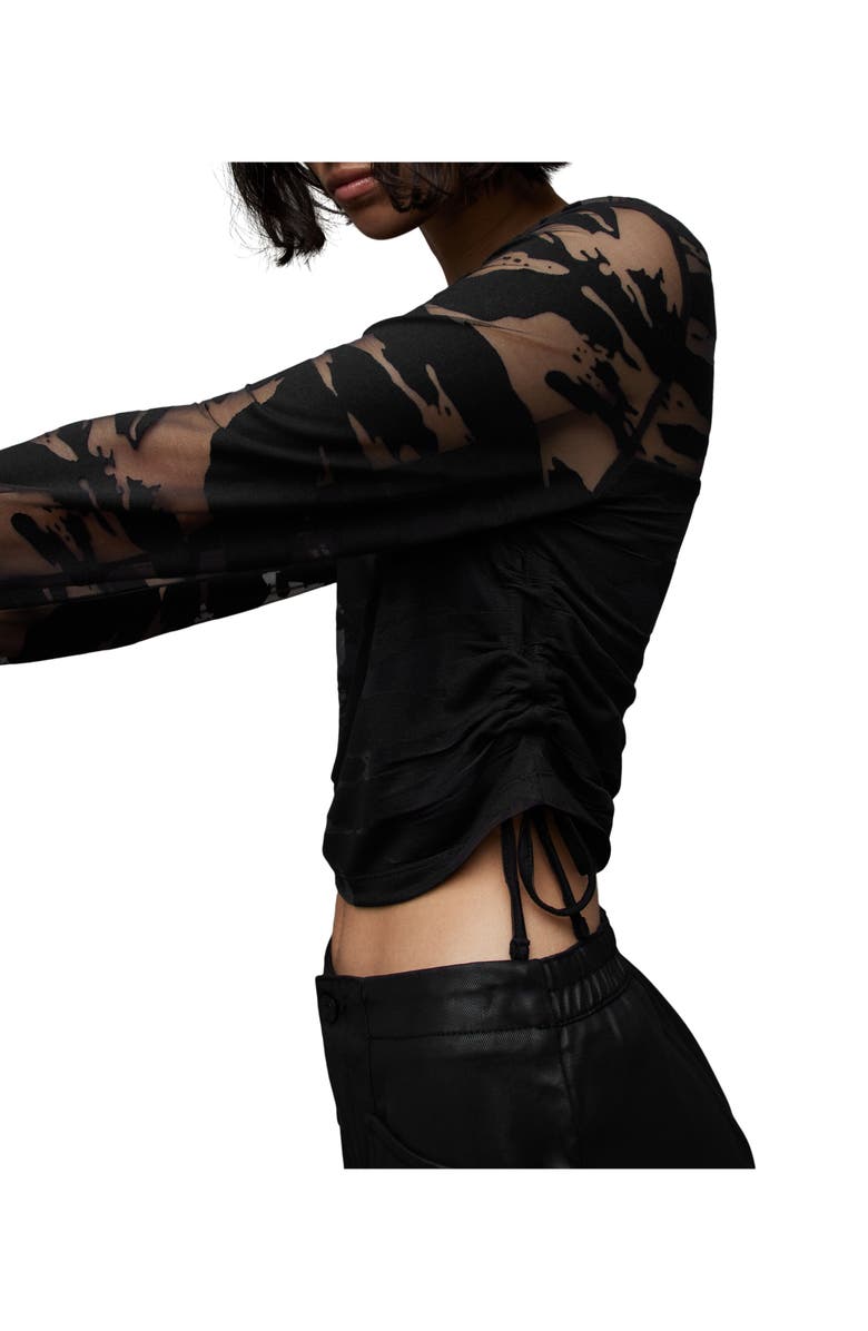AllSaints Beta Mattea Ruched Burnout Crop Top | Nordstromrack