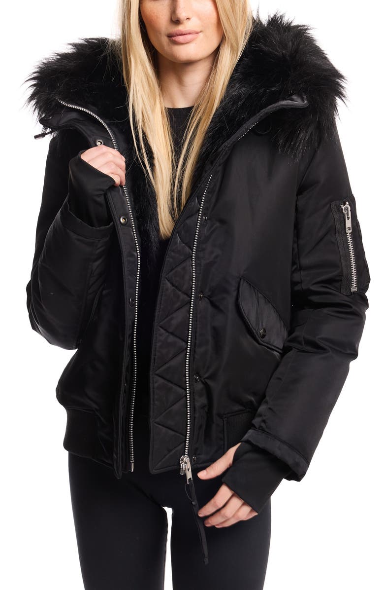 SAM. Sloane Hooded Down Bomber Jacket with Faux Fur Trim | Nordstromrack