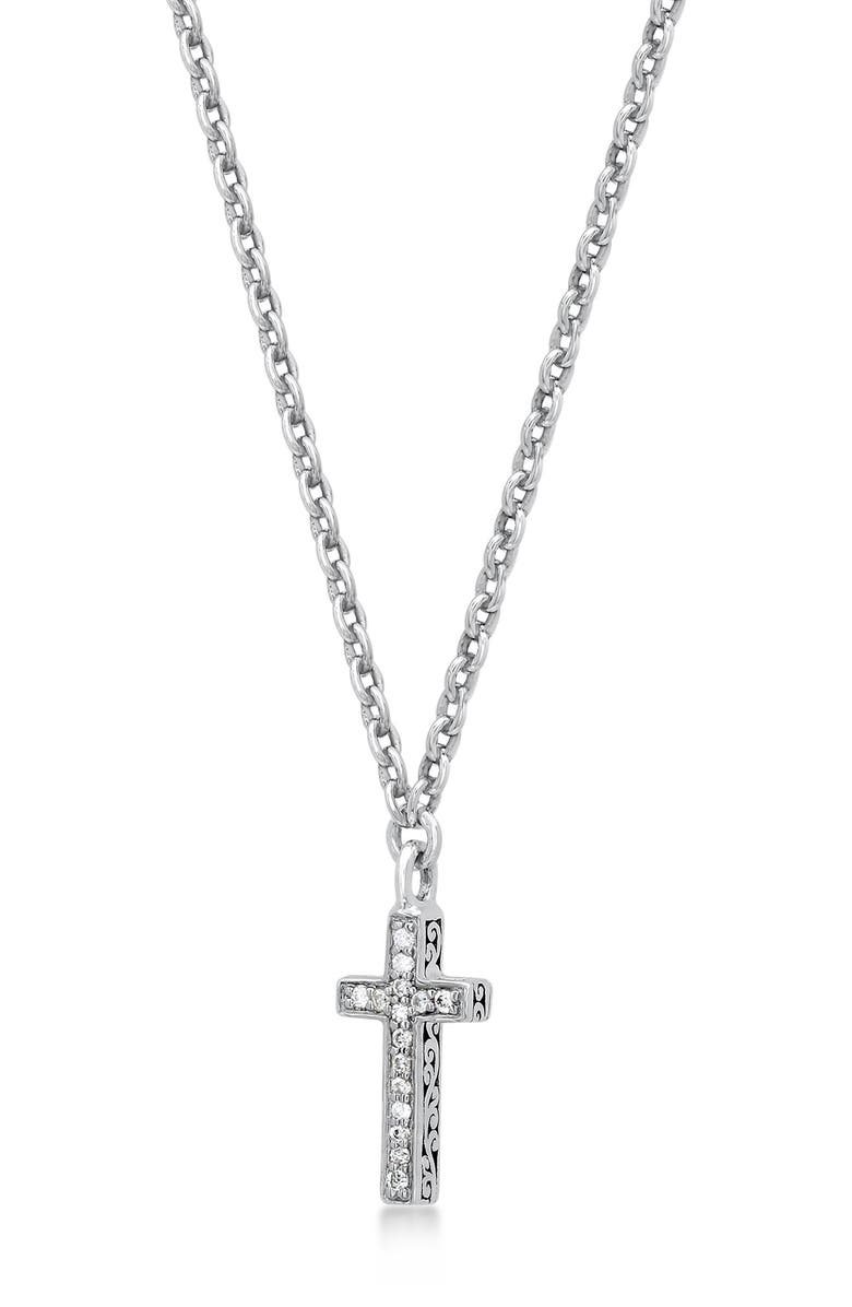 Lois Hill Sterling Silver Diamond Side Swirl Cross Pendant Necklace - 0 ...