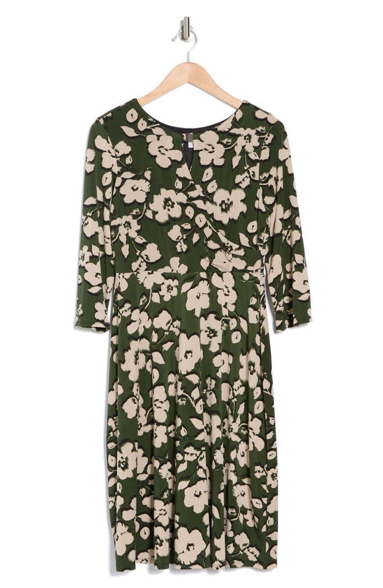 SANDRA DARREN Floral Keyhole Long Sleeve Midi Dress | Nordstromrack