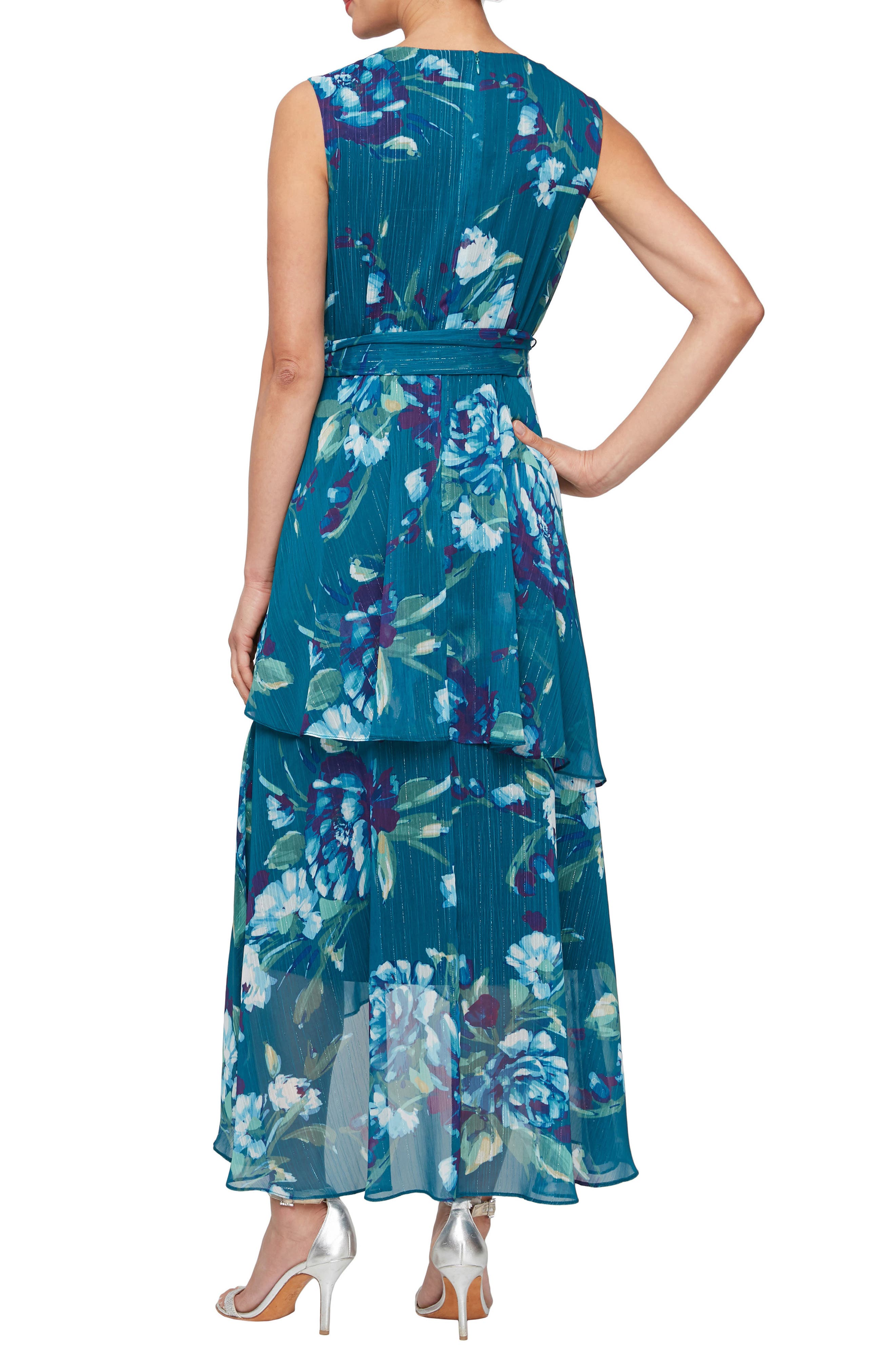 SL FASHIONS Floral Sleeveless Tiered Chiffon Maxi Dress | Nordstromrack
