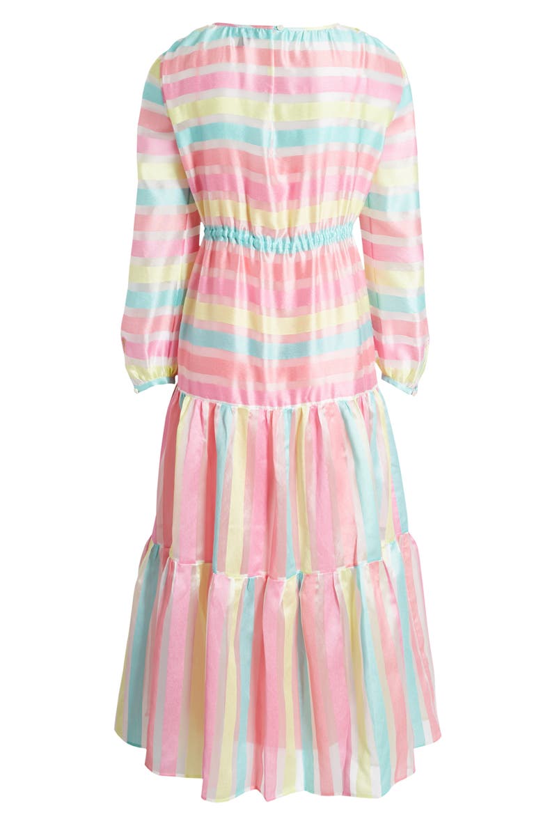 Halogen® x Atlantic-Pacific Long Sleeve Stripe Tiered Organza Dress ...