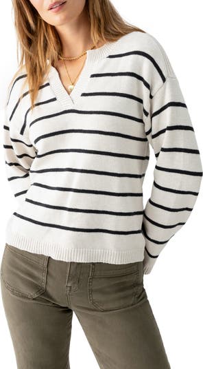 Sanctuary Chill Vibes Stripe Cotton V-Neck Sweater | Nordstrom