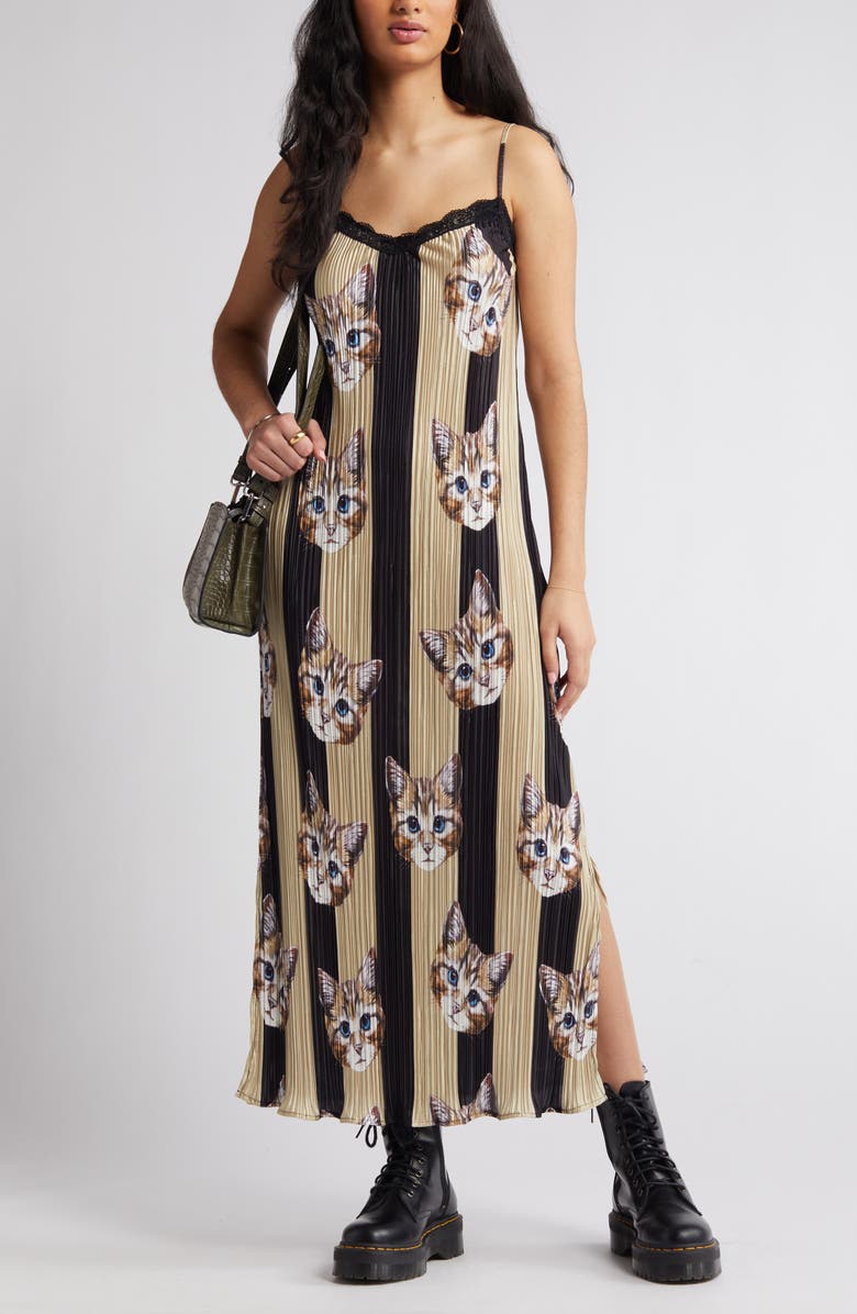 Dressed in Lala Money Honey Plissé Midi Slipdress | Nordstrom