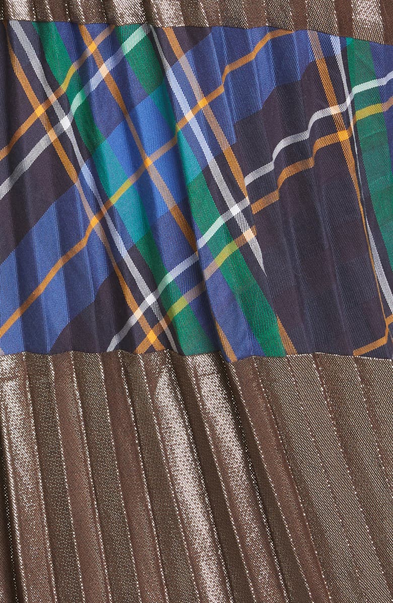 Tanya Taylor Reyna Tartan & Metallic Pleated Skirt | Nordstrom