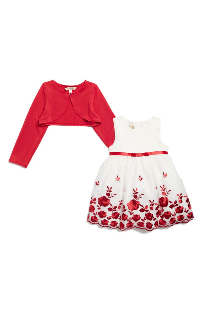 PURPLE ROSE Kids' Floral Embroidered Dress & Shrug Set | Nordstromrack