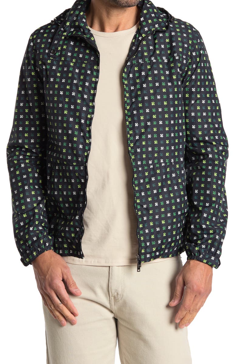 Valentino Clover Print Hooded Windbreaker Jacket | Nordstromrack