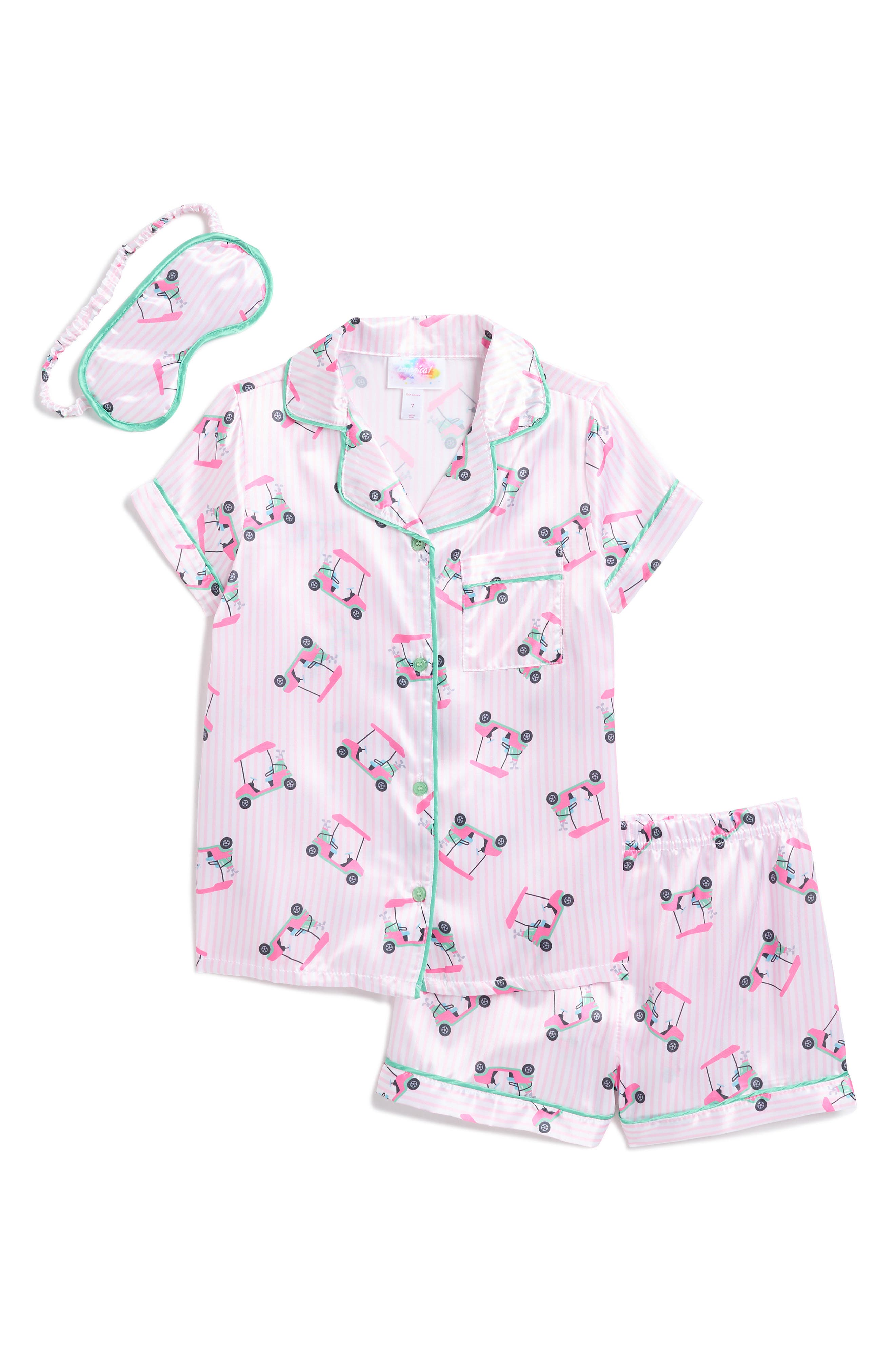 BTWEEN Kids' Satin Short Pajamas & Eye Mash Set | Nordstromrack