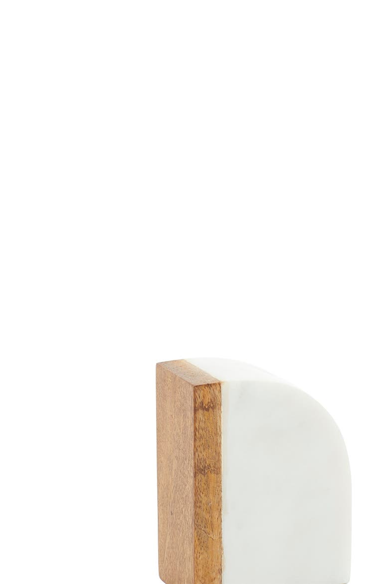 White Marble Bookend with Wood Detail - Set of 2 | Nordstromrack