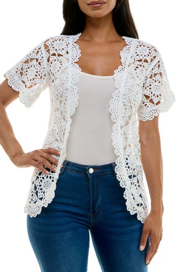 Nina Leonard Lace Scallop Edge Cardigan | Nordstromrack