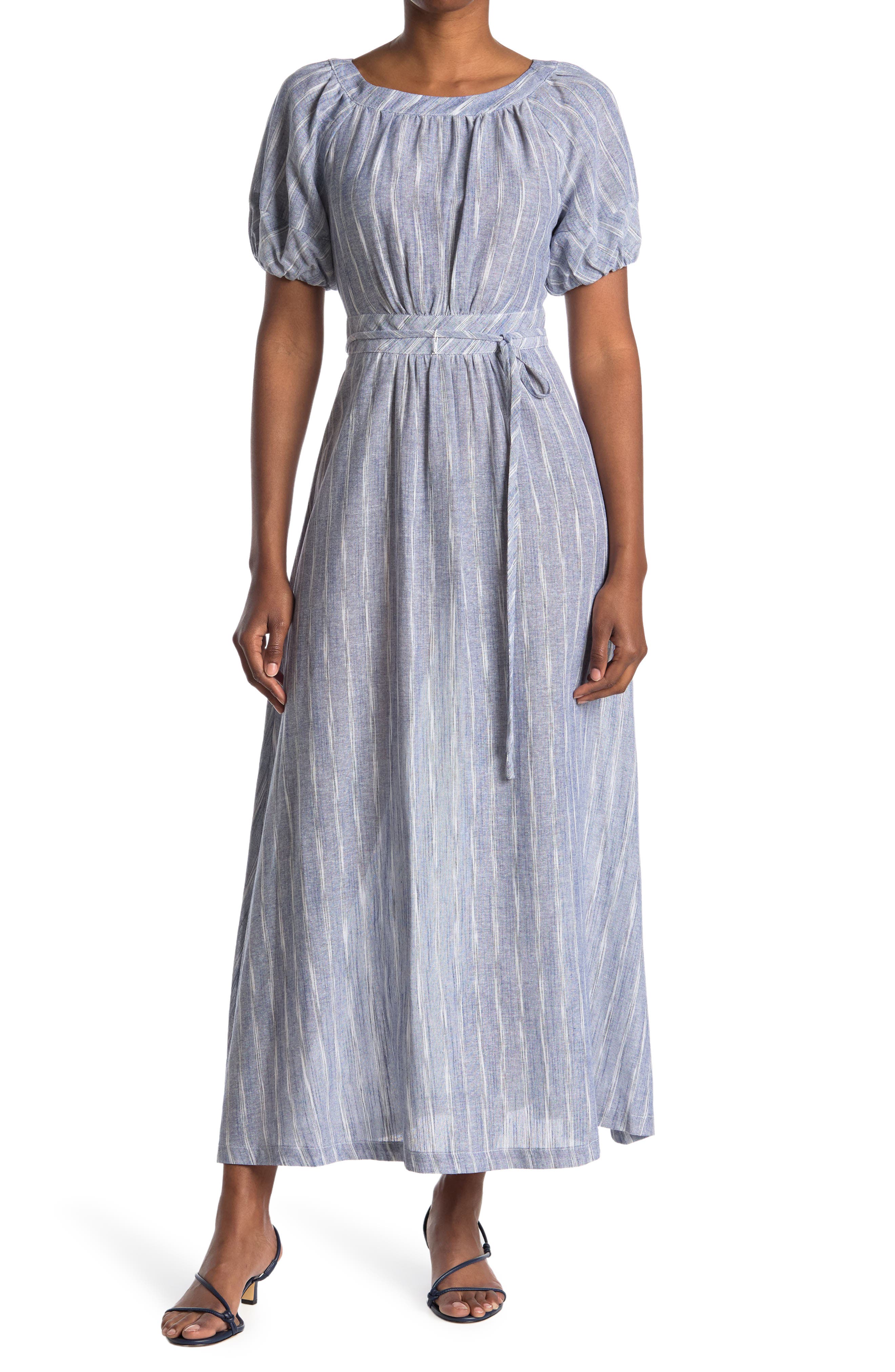 Calvin Klein Stripe Print Belted Maxi Dress | Nordstromrack