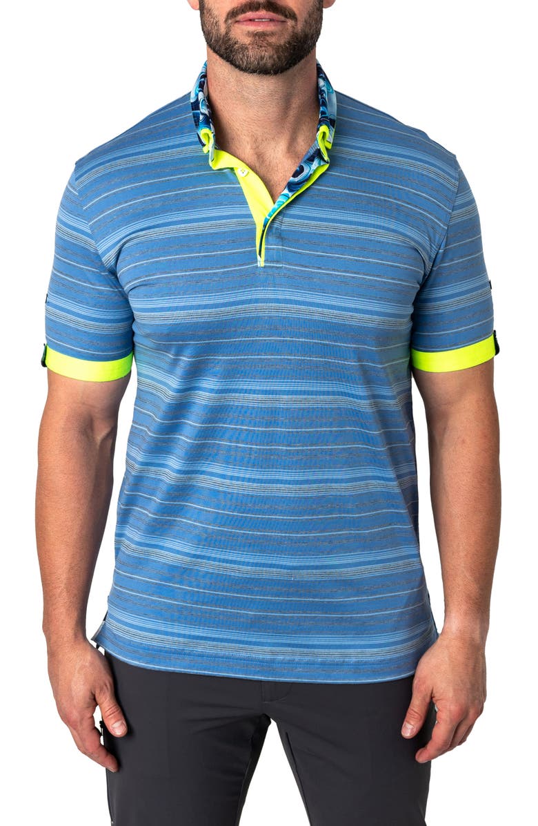 Maceoo Mozartcielo Stripe Cotton Button-Down Polo | Nordstromrack