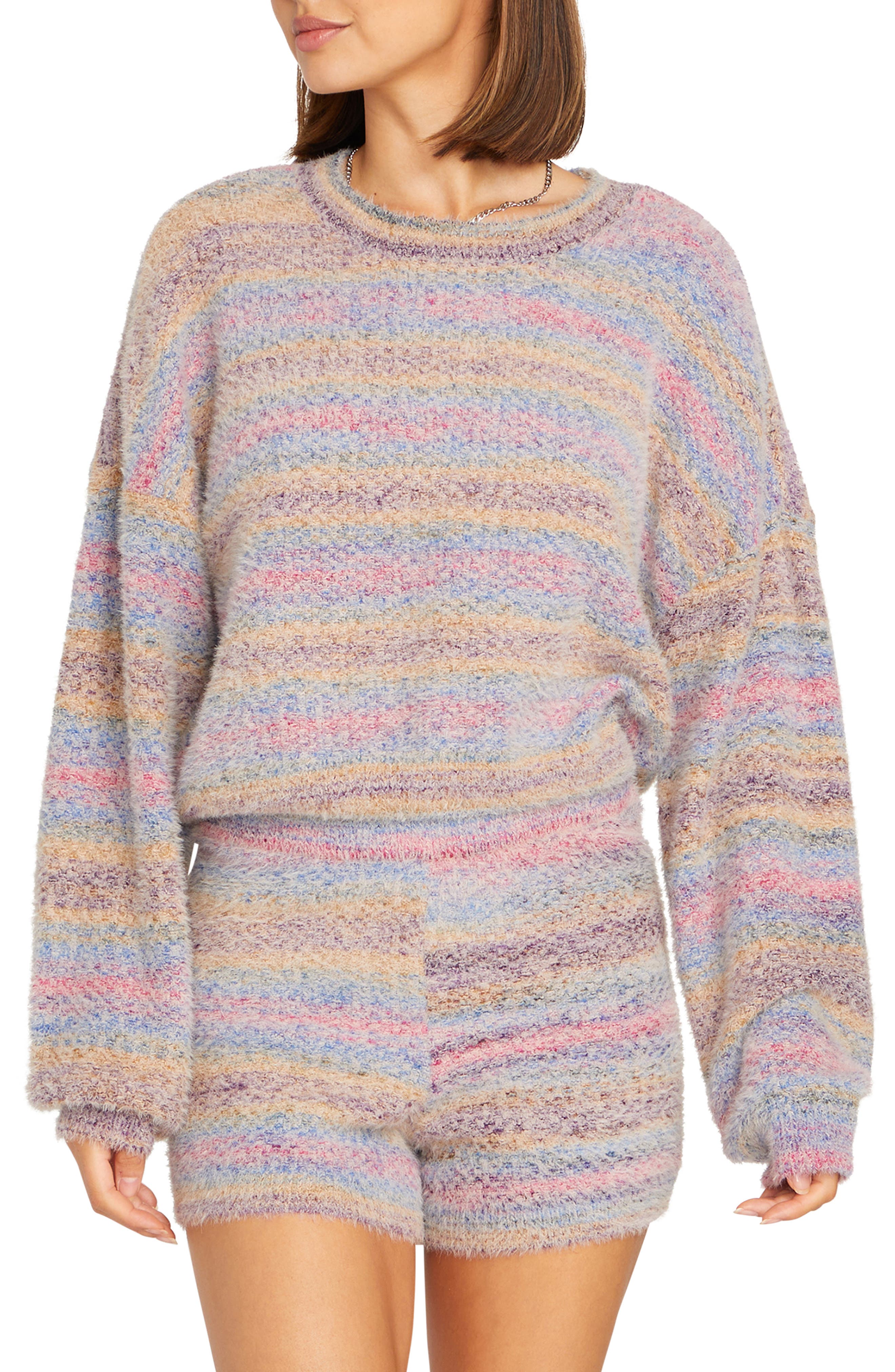 Volcom Quween Beach Fuzzy Stripe Sweater Shorts | Nordstrom