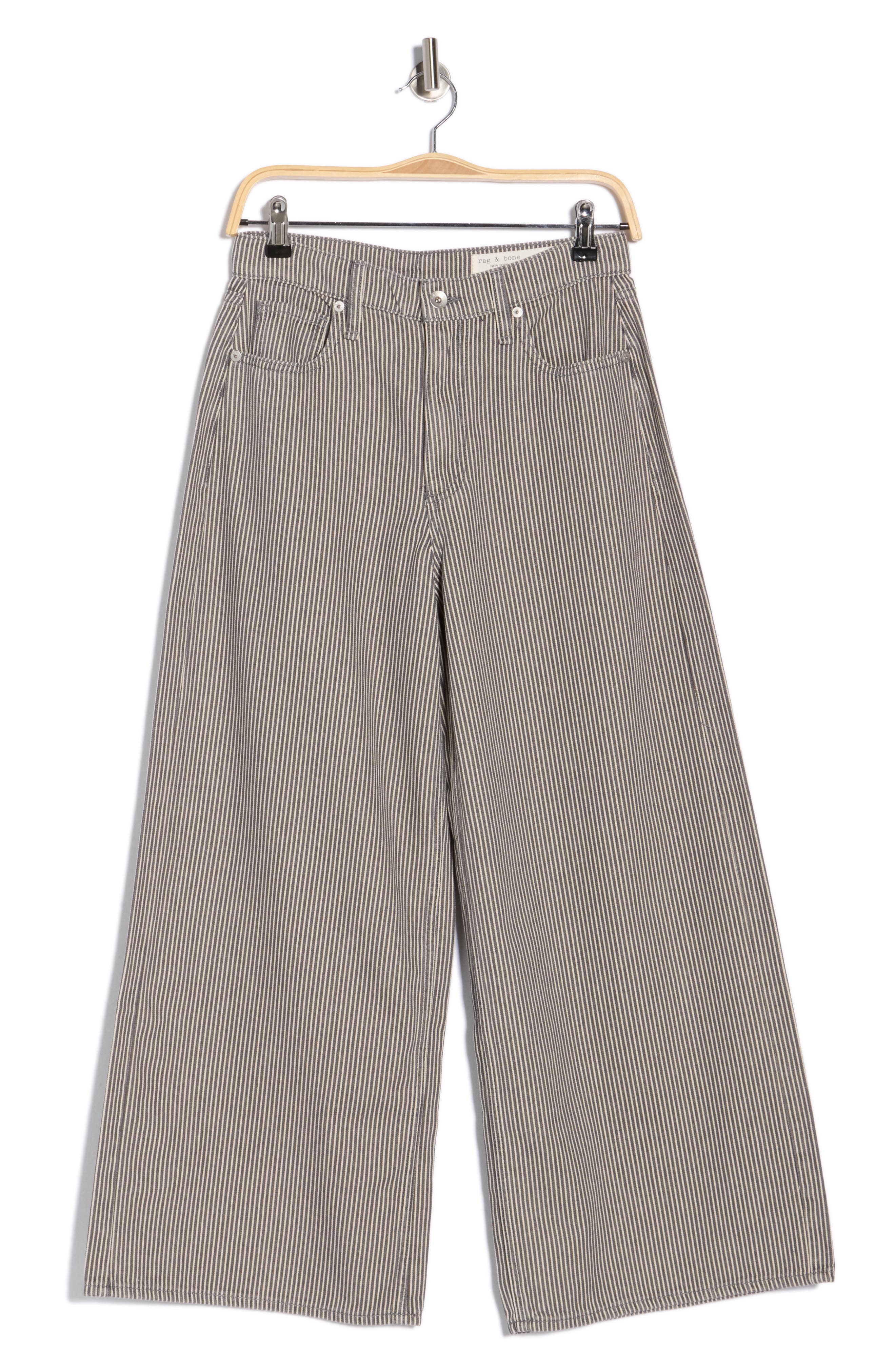 rag & bone Serena Stripe High Waist Crop Wide Leg Jeans | Nordstromrack