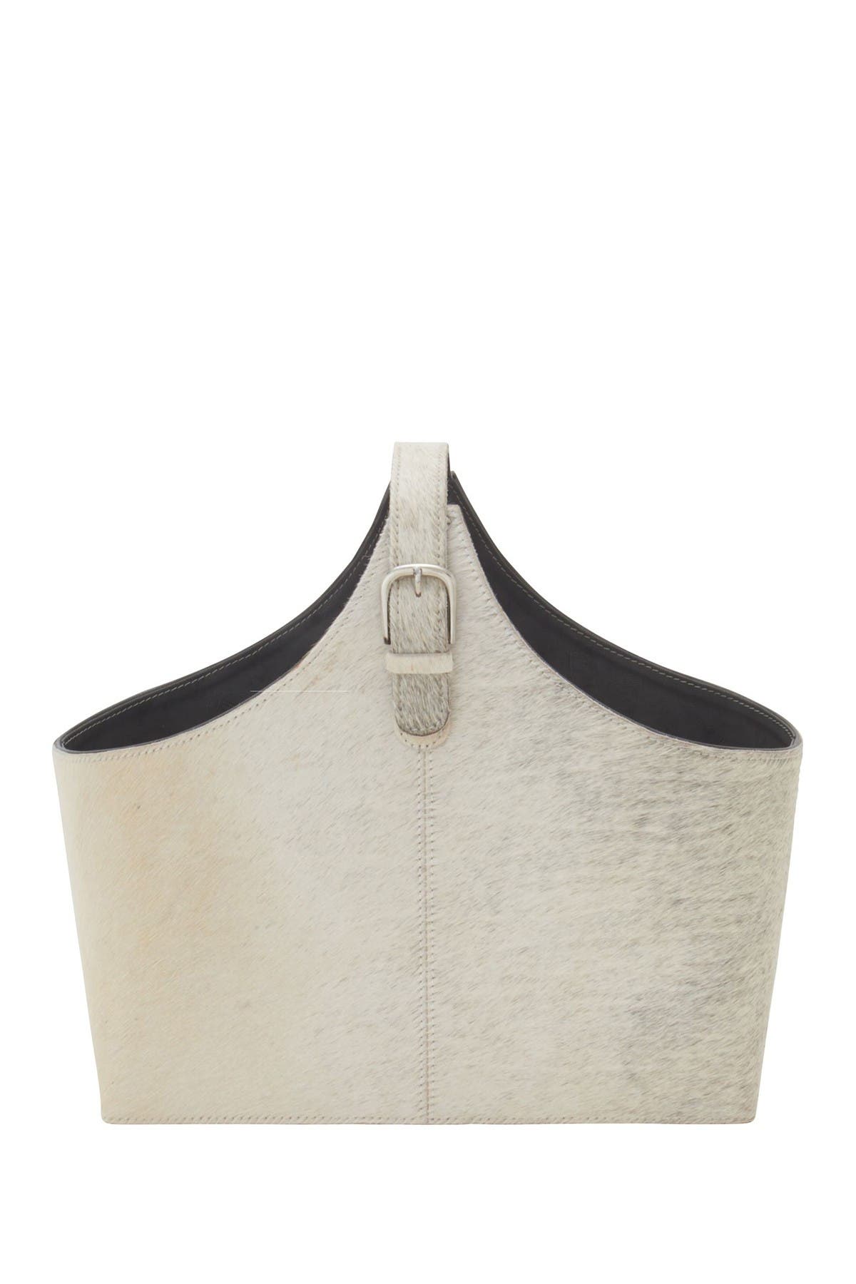 SONOMA SAGE HOME Gray Genuine Goat Hair & Leather Magazine Holder with ...