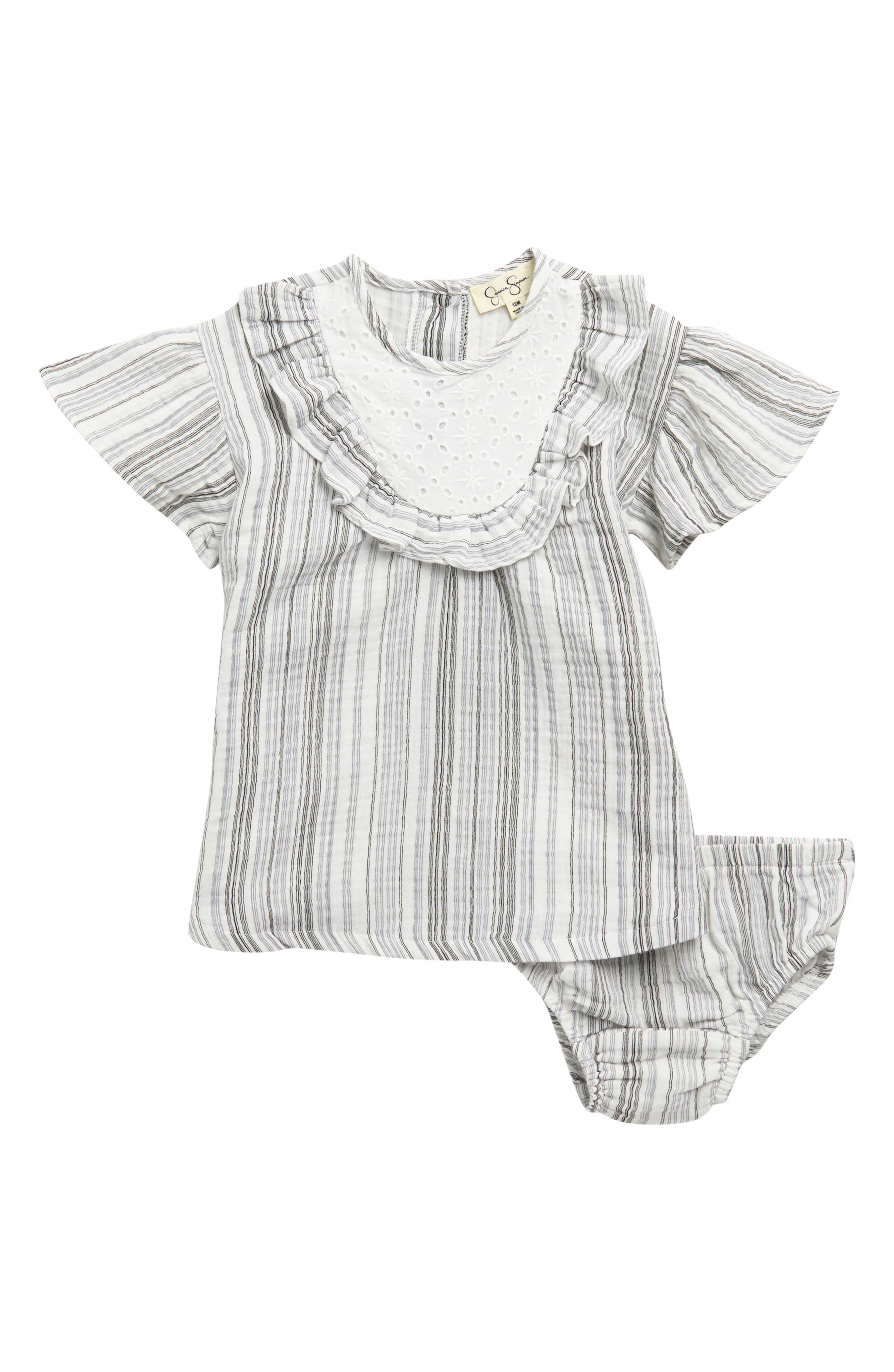 Jessica Simpson Stripe Cotton Gauze Dress & Bloomers Set | Nordstromrack