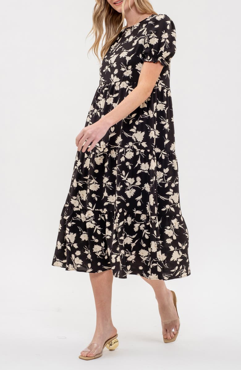 AUGUST SKY Floral Tiered Midi Dress | Nordstromrack