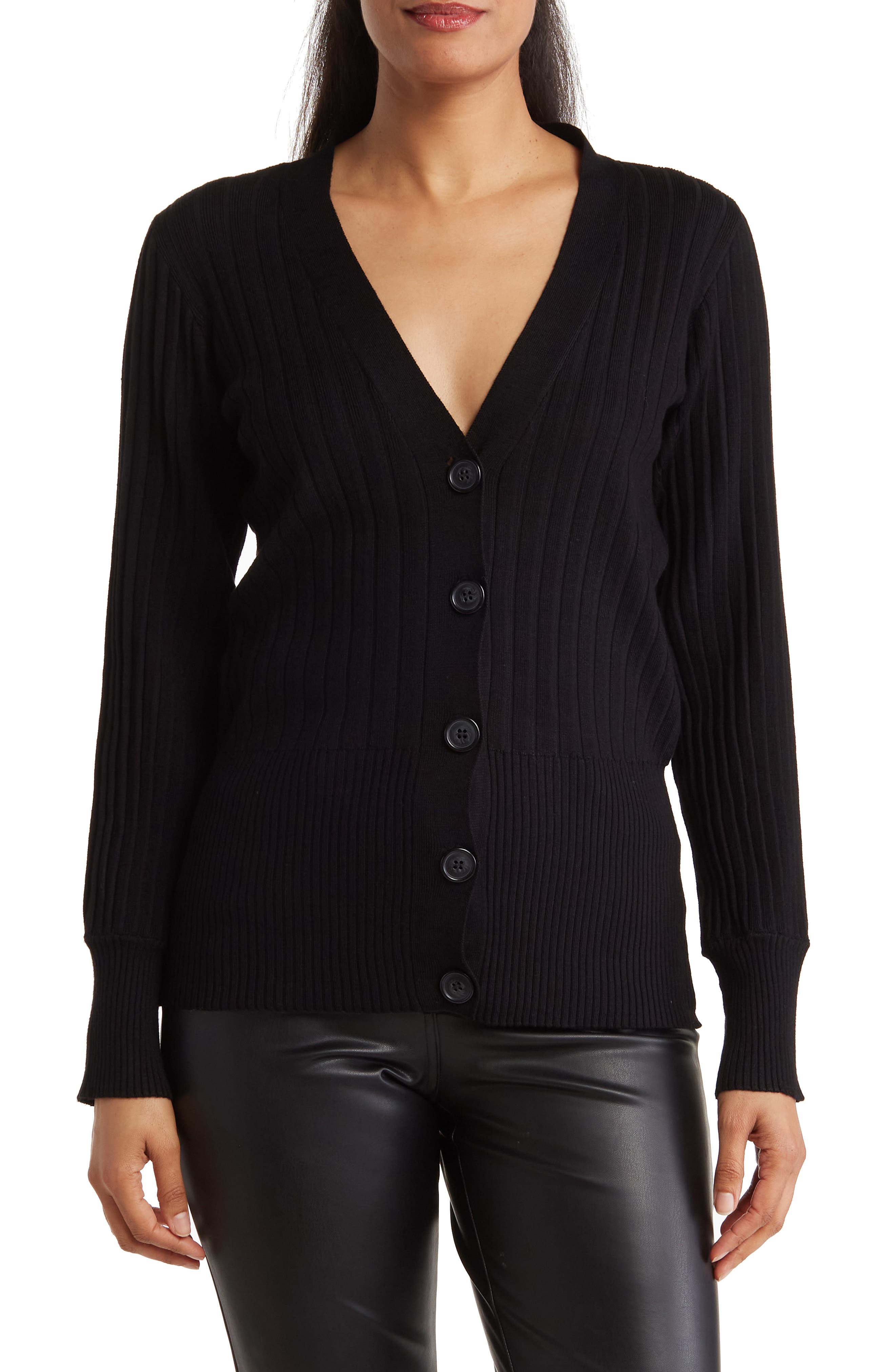 CYRUS Ribbed Boyfriend Fit Cardigan Sweater | Nordstromrack